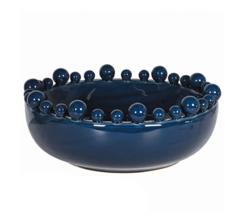 Navy Blue Bobble Bowl With Bobbles everythingwestward.co.uk
